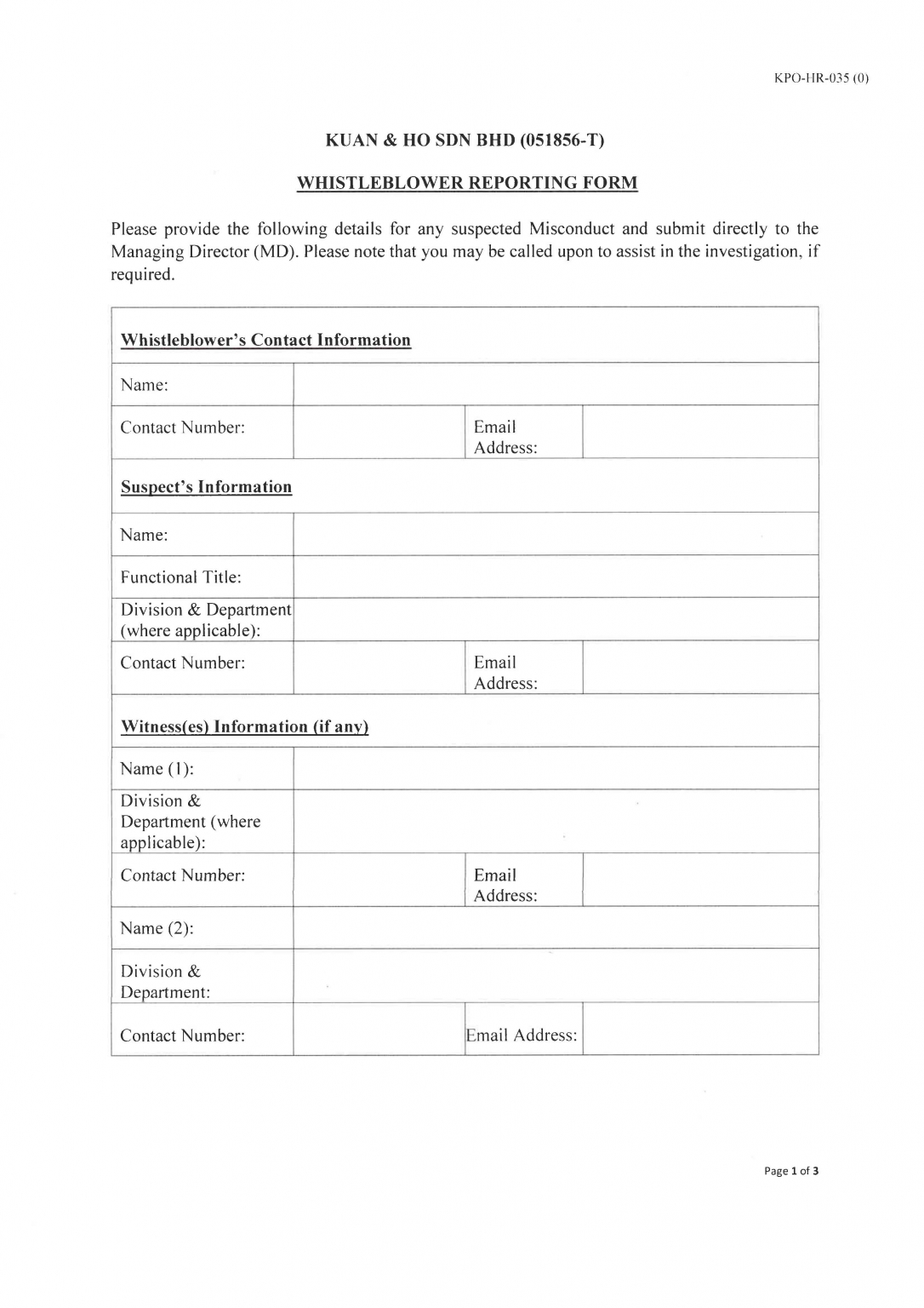ISO 37001 Anti Bribery Management System – KUAN & HO SDN. BHD.